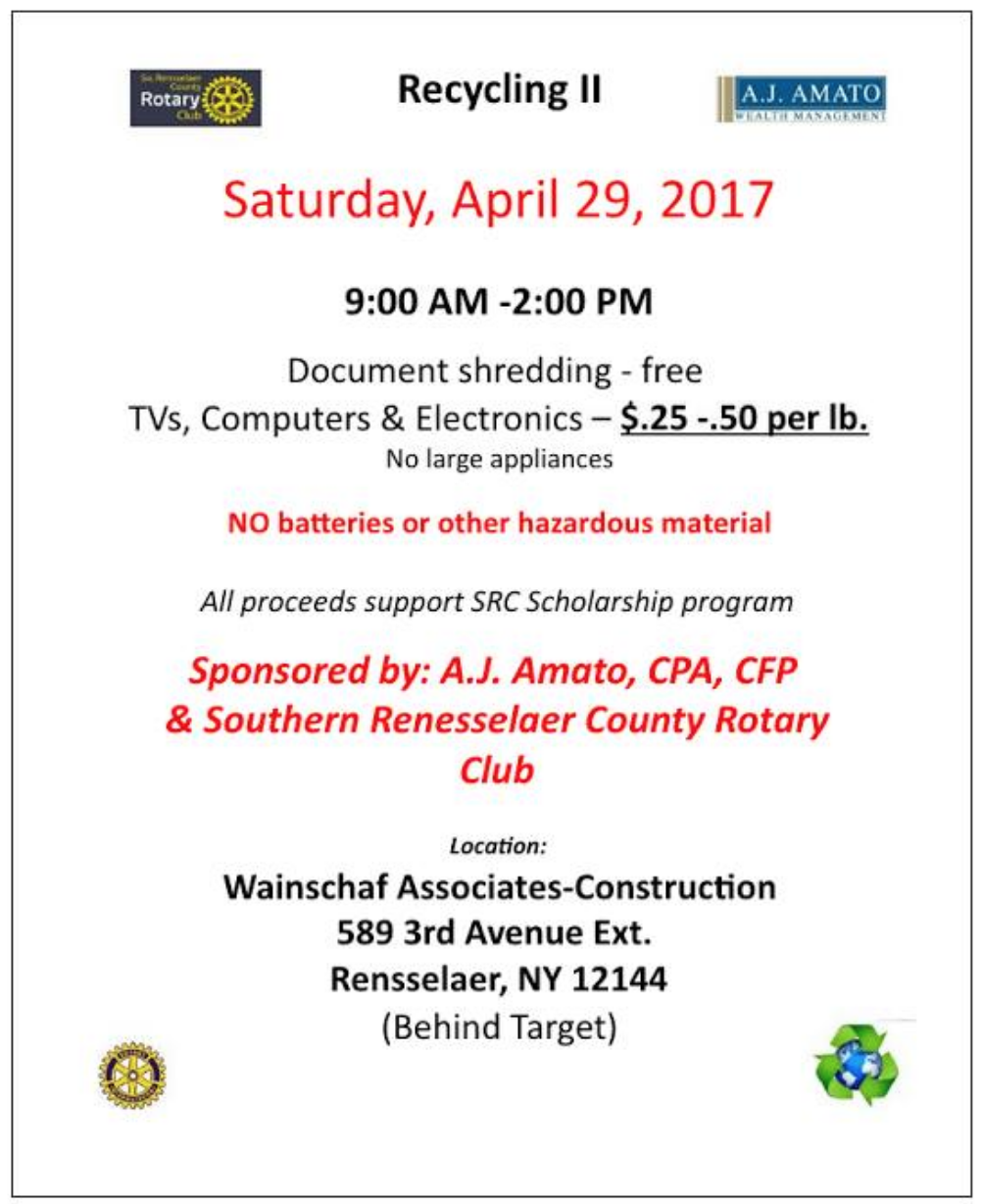 Share this flyer for our next recycling effort – Southern Rensselaer ...